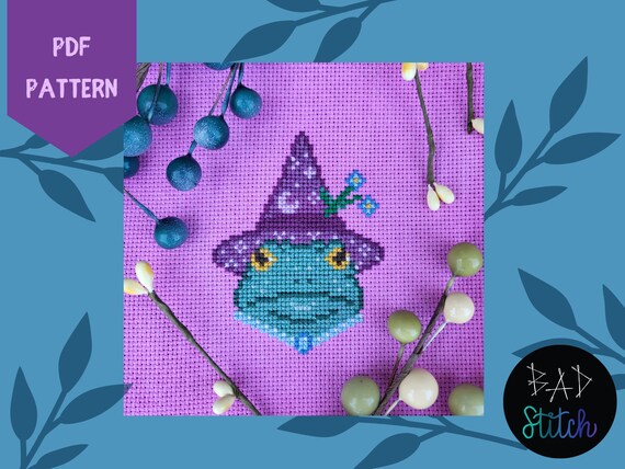 Frog Witch Cross Stitch Pattern Witch Decor Halloween Cross - Etsy
