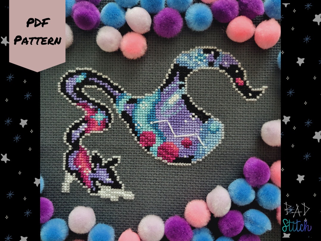 Firefox Cross Stitch Pattern, Vaporwave Galaxy Modern Design, Fantasy ...
