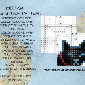 Medusa Cross Stitch Pattern, Pantheon, Medusa Snakes, Mythical Art ...