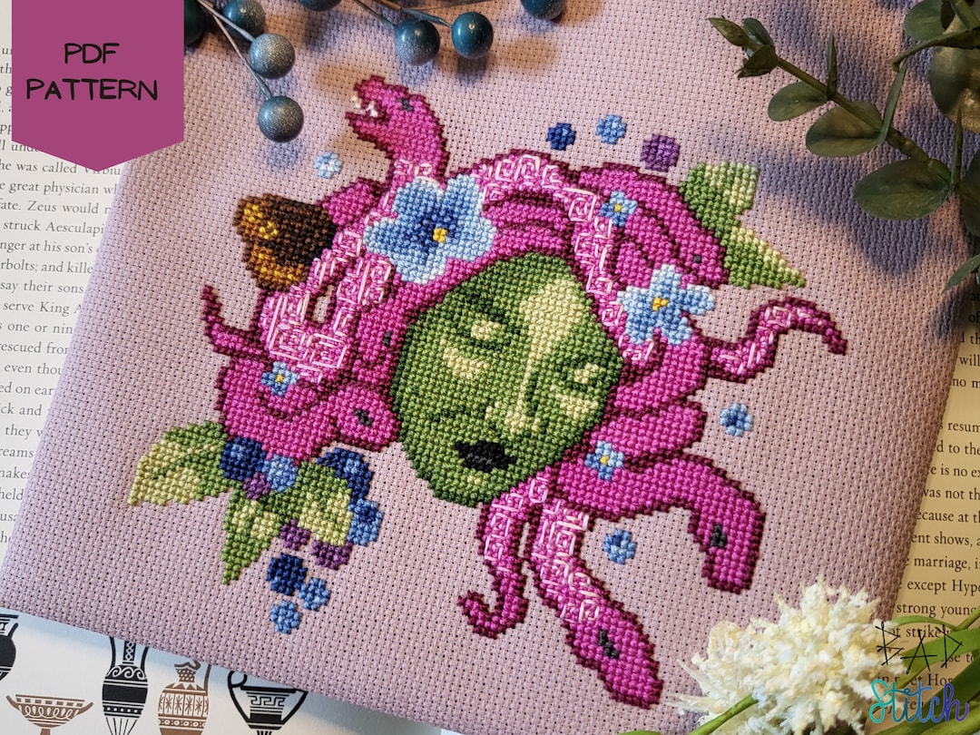 Medusa Cross Stitch Pattern, Pantheon, Medusa Snakes, Mythical Art ...