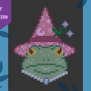 Frog Witch Cross Stitch Pattern, Witch Decor, Halloween Cross Stitch ...