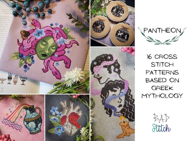 Pantheon Cross Stitch Pattern Bundle, Greek Mythology, Goddess Cross ...