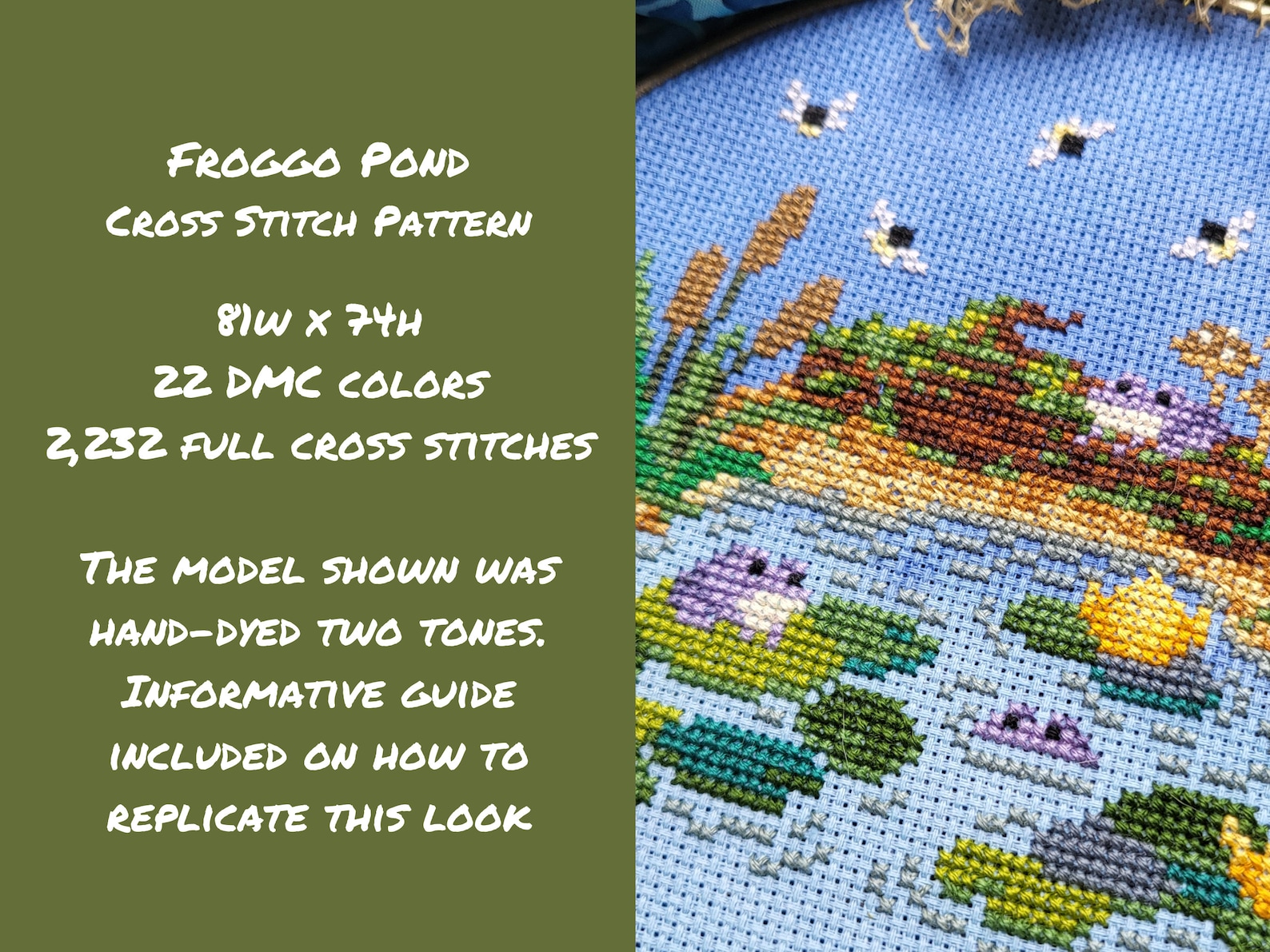 Frog Pond Cross Stitch Pattern, Swamp Marsh Design, Whimsical Craft ...