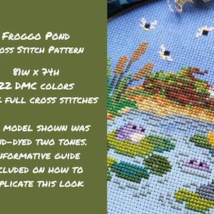 Frog Pond Cross Stitch Pattern, Swamp Marsh Design, Whimsical Craft ...