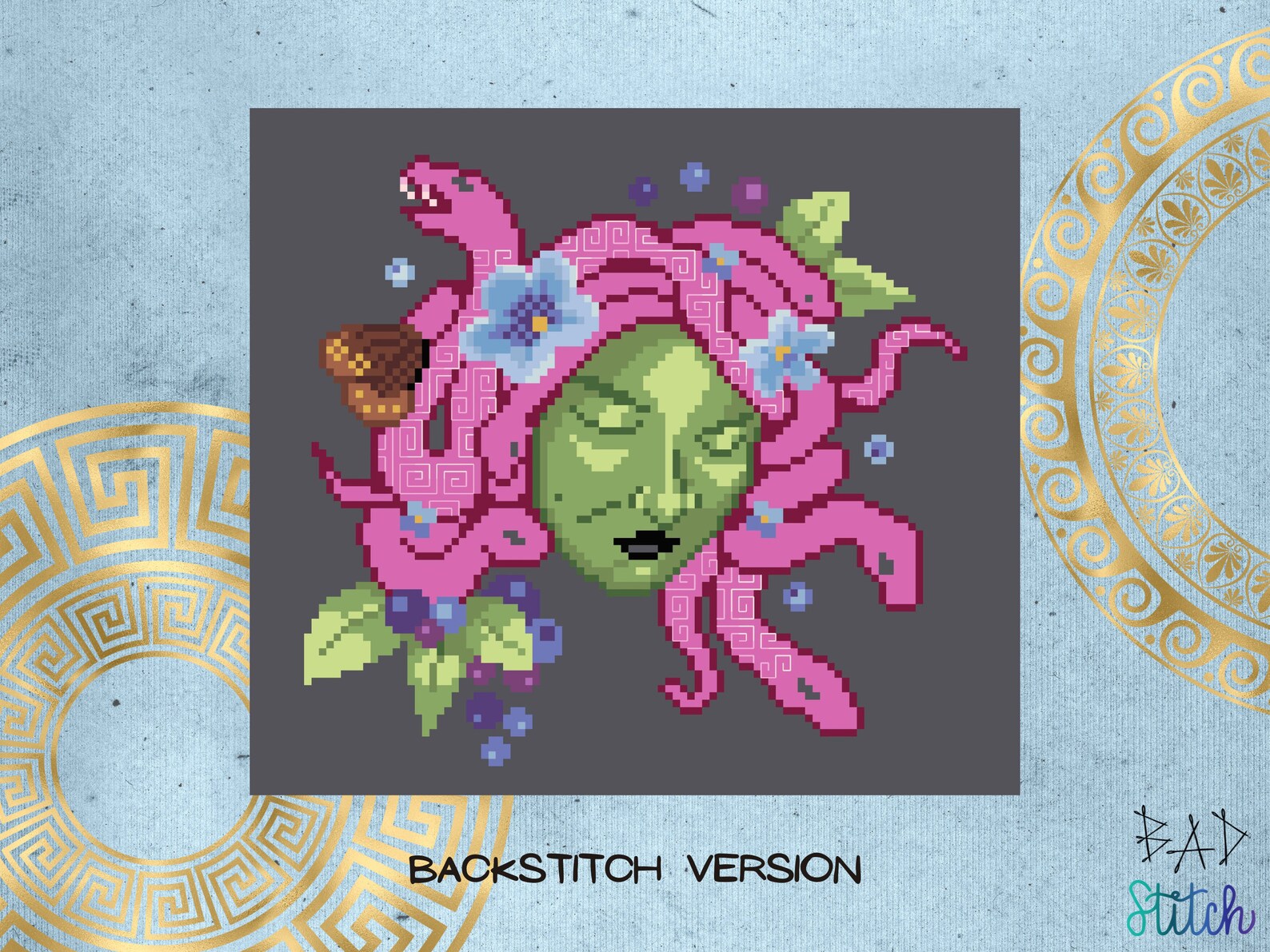 Medusa Cross Stitch Pattern Pantheon Medusa Snakes Mythical - Etsy