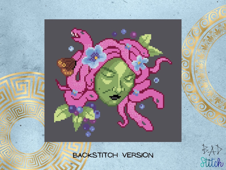 Medusa Cross Stitch Pattern Pantheon Medusa Snakes Mythical - Etsy
