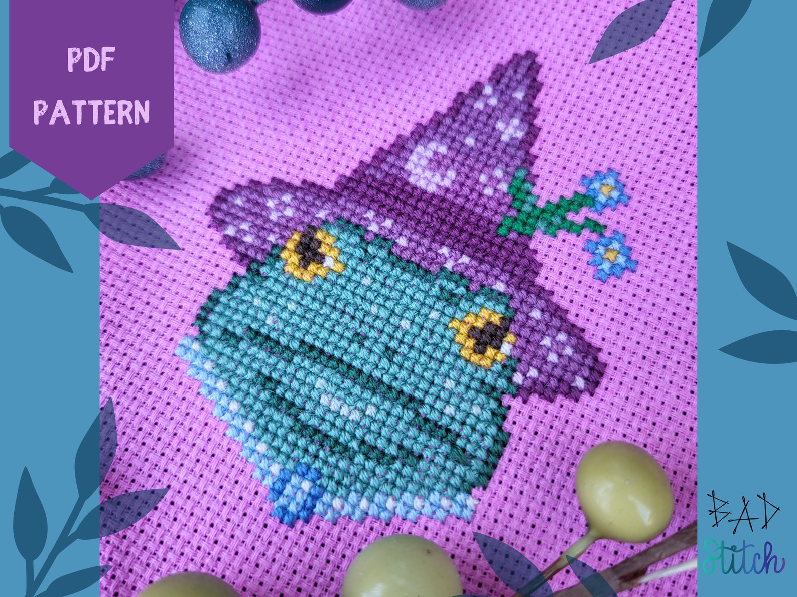 Frog Witch Cross Stitch Pattern, Witch Decor, Halloween Cross Stitch ...