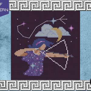 Artemis Cross Stitch Pattern, Moon Goddess, Goddess of the Hunt ...