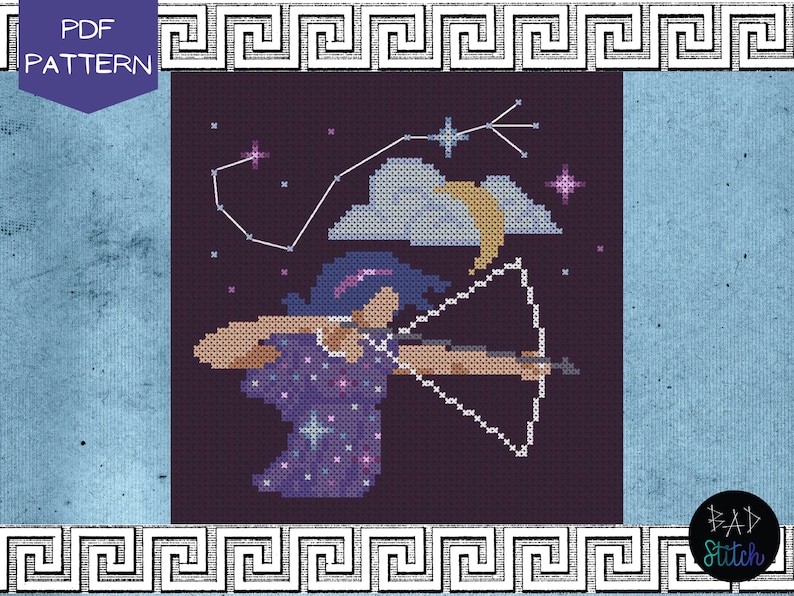 Artemis Cross Stitch Pattern, Moon Goddess, Goddess of the Hunt ...