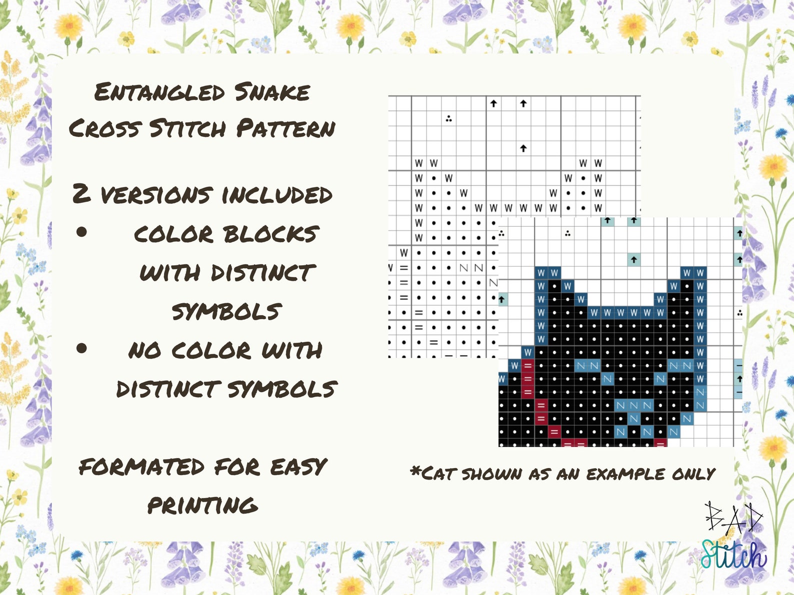 Bat in a Flower Cross Stitch Pattern, Wildlife Art, Gift for Batlover ...