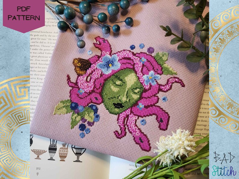 Medusa Cross Stitch Pattern Pantheon Medusa Snakes Mythical - Etsy