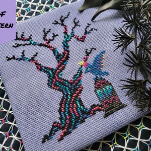 Electric Elegy Cross Stitch Pattern, Neon Vaporwave Gothic Design ...