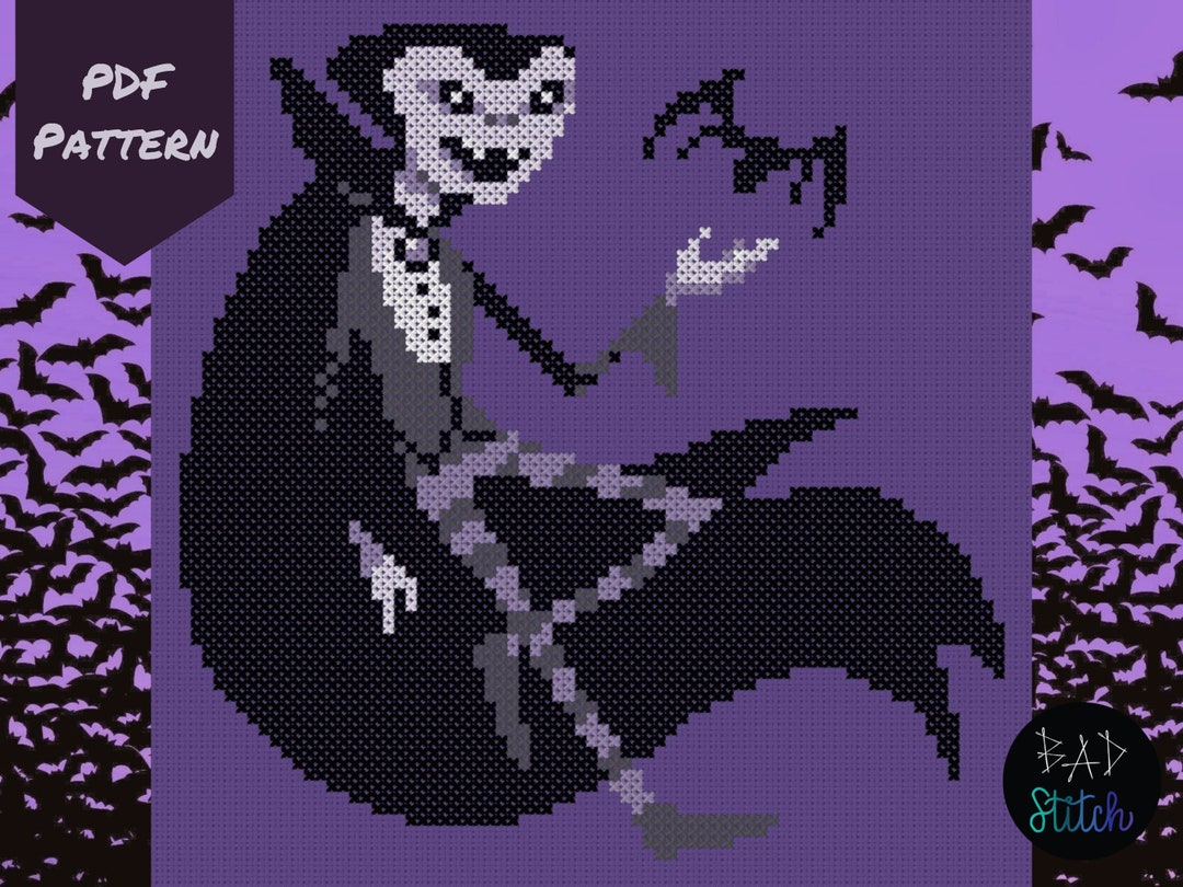 Vampire Cross Stitch Pattern Halloween Cross Stitch Vintage - Etsy