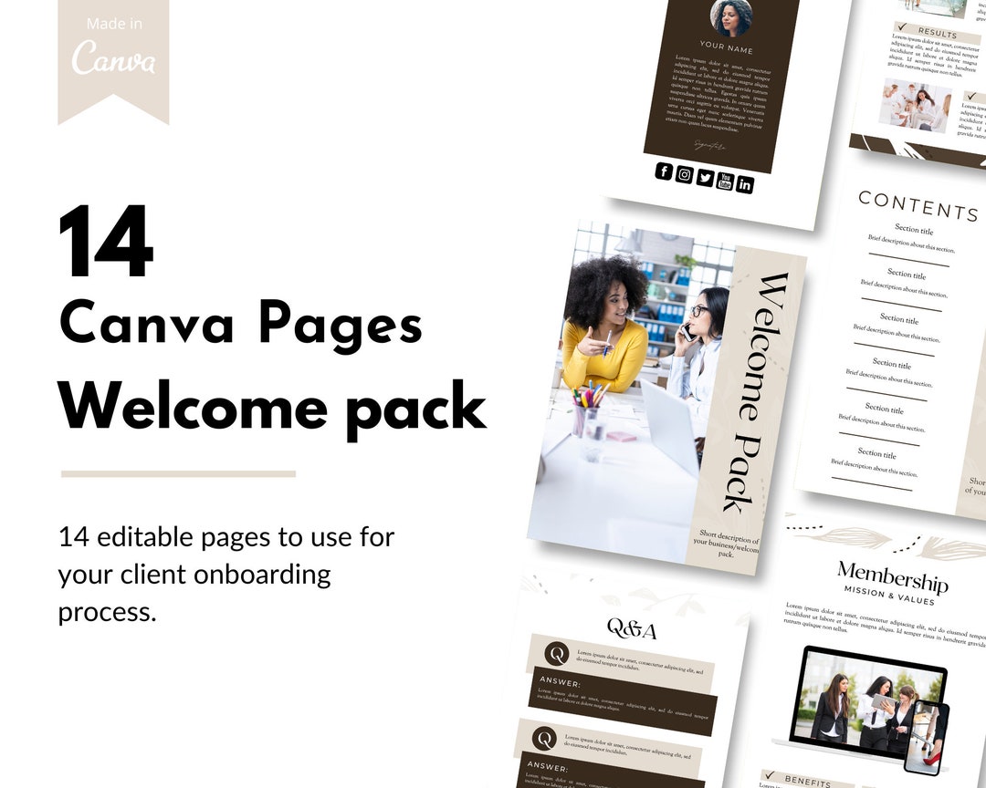 14 Page Welcome Pack Template Canva Template Course - Etsy UK
