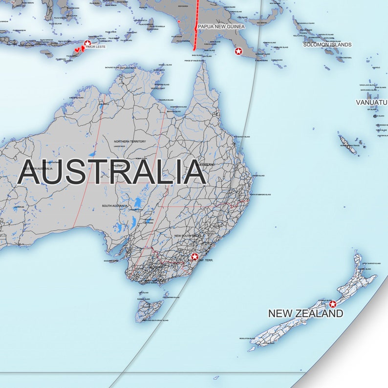 Accurate World Map Poster. World Map Robinson Projection. Large Wall ...
