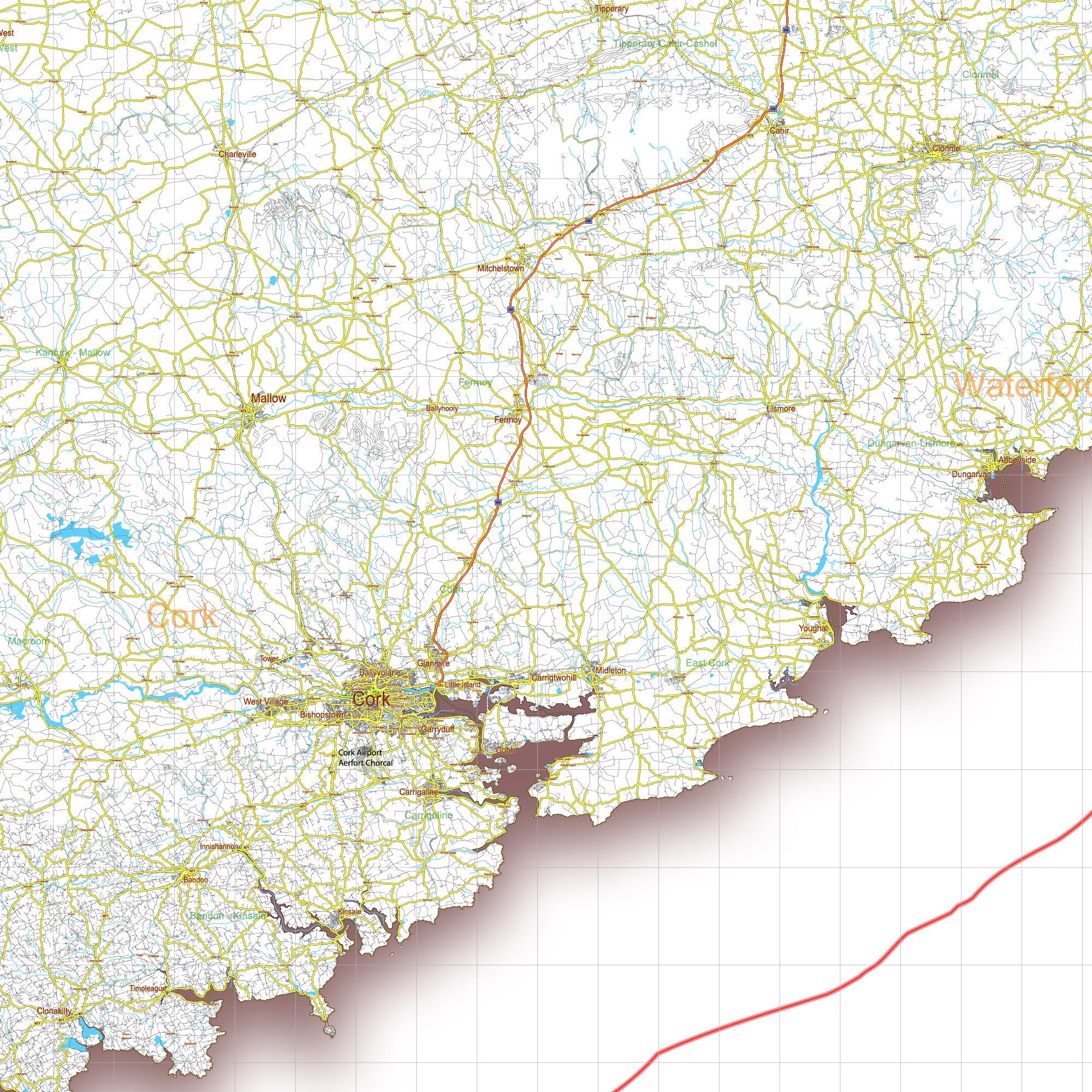 Ireland Islands Map High Detailed, Wall Art 24'x36' Wall Decor Satin ...