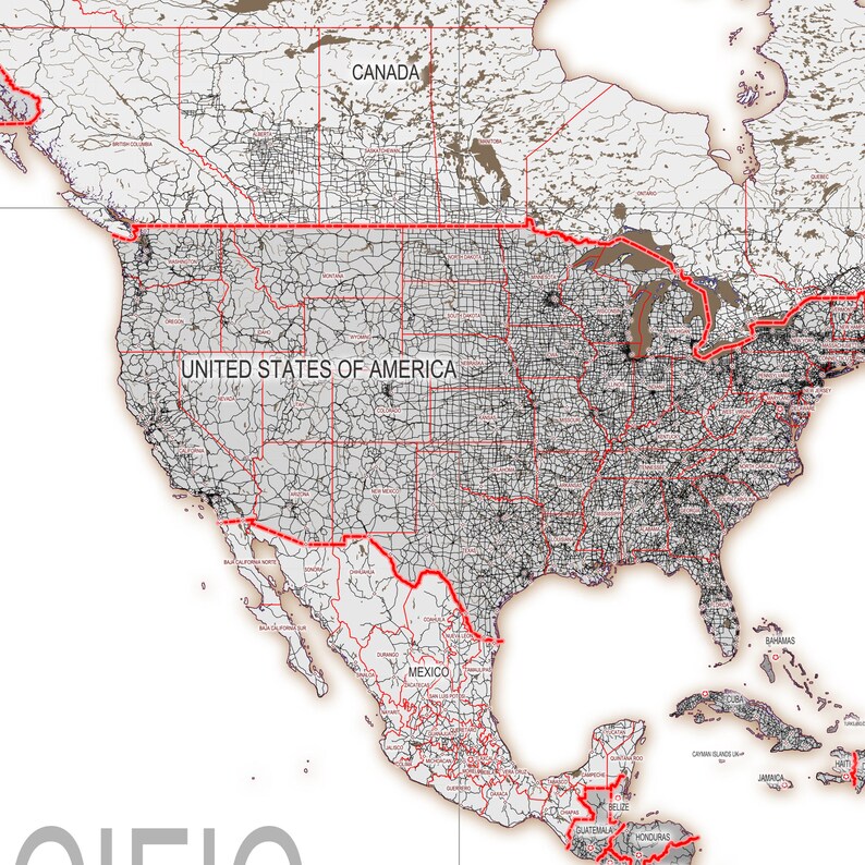 Accurate World Map Poster. World Map Geo Projection. Large Wall Travel ...