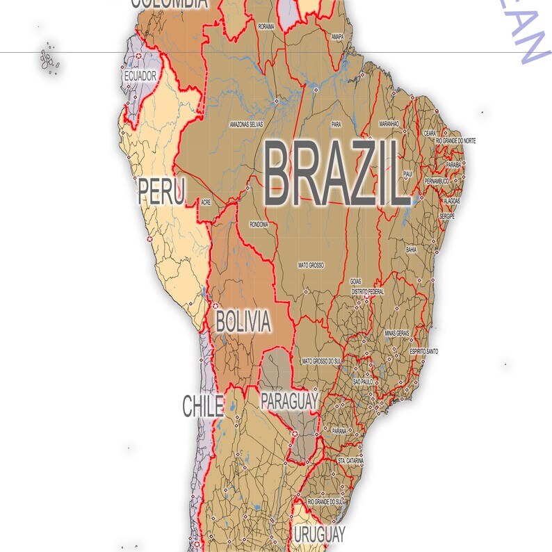 World Map Gall-peters Projection, Wall Art 36'x24' Wall Decor Satin ...