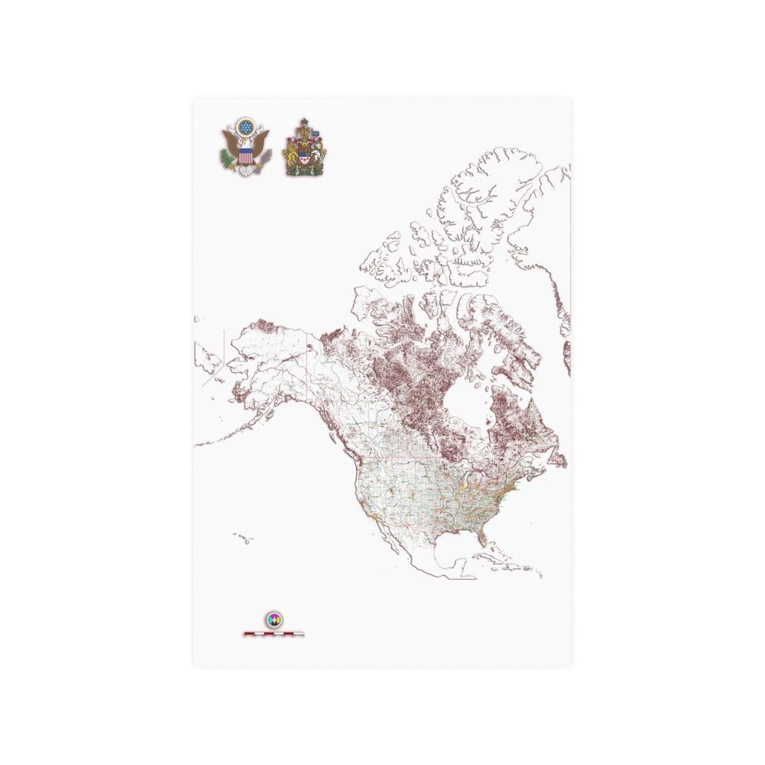 USA and Canada Map Satin Poster Wall Art 24x36 Wall Decor - Etsy