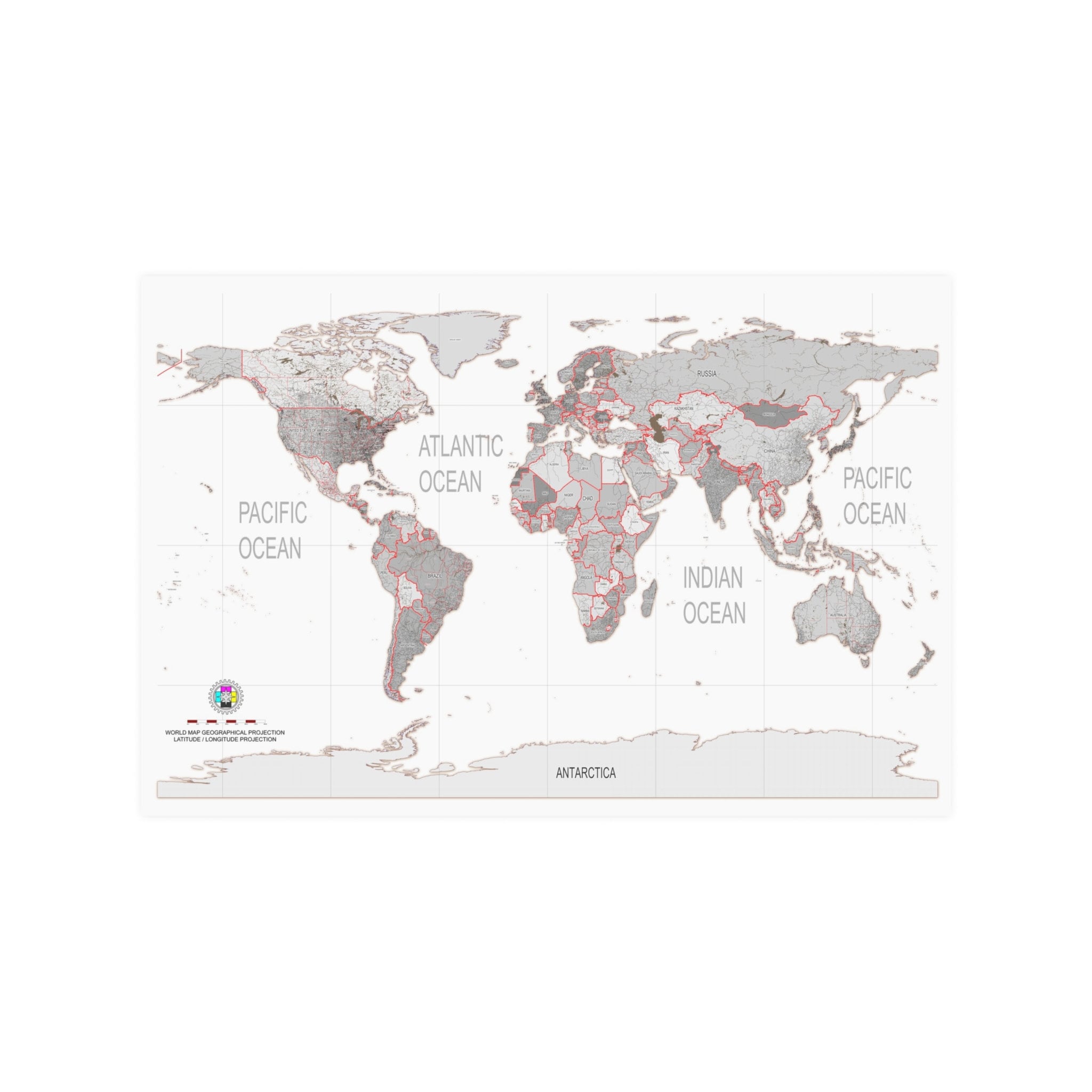 Accurate World Map Poster. World Map Geo Projection. Large Wall Travel ...