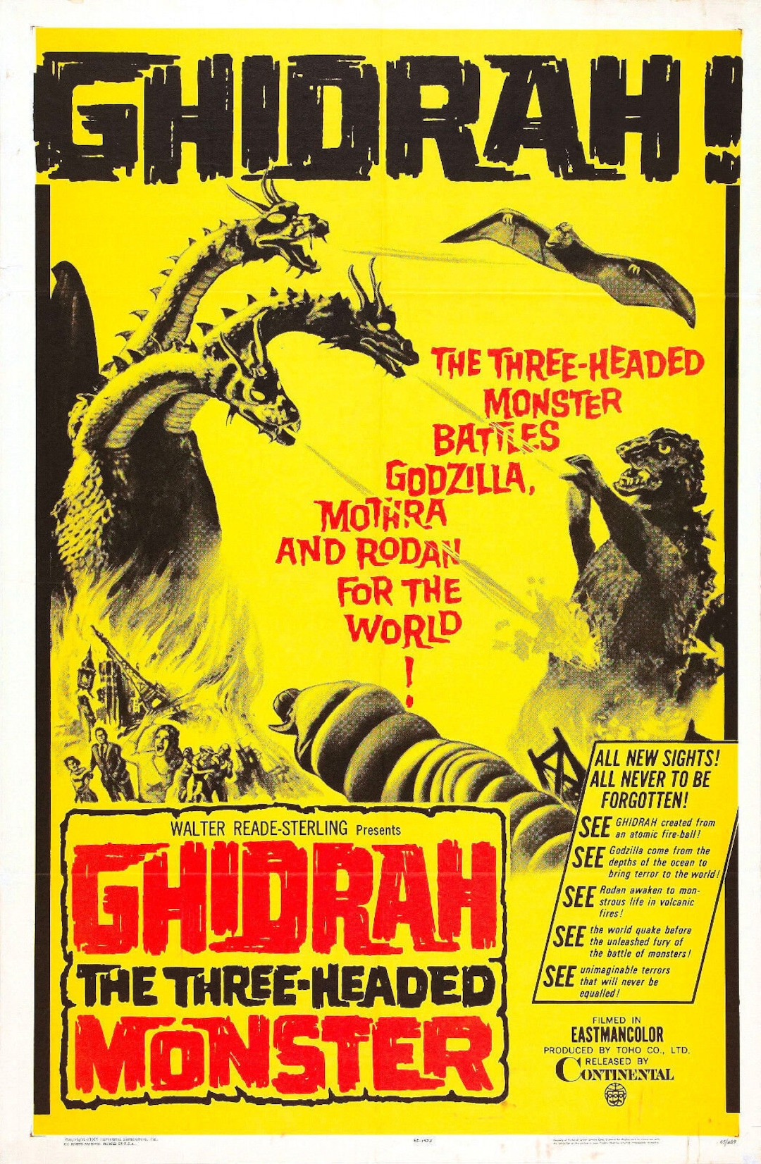 Ghidrah the Three-headed Monster (1964) Movie Poster (ghidorah Godzilla ...