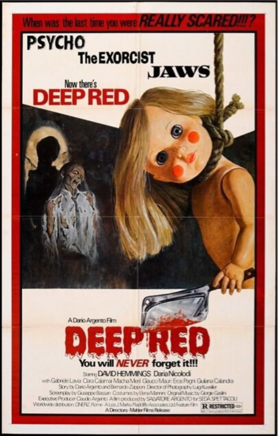 DEEP RED Movie Poster the Hachet Murders Dario Argento - Etsy