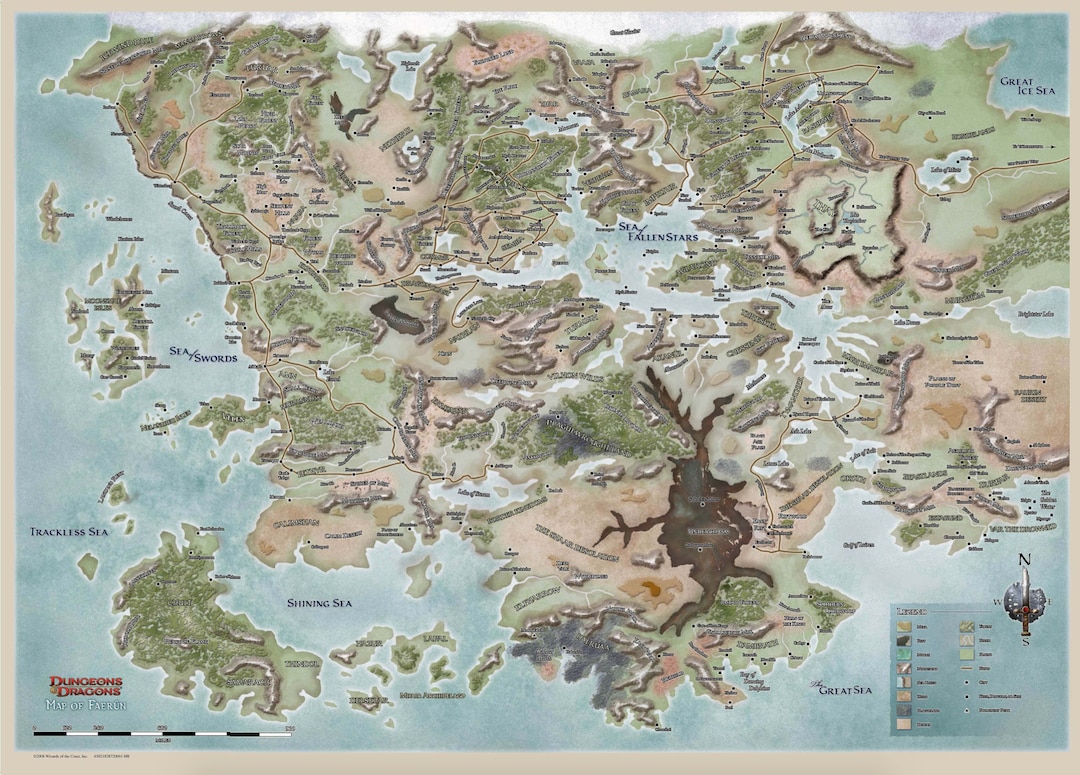 Dungeons and Dragons: Forgotten Realms Map Poster Wall Art Choose From ...