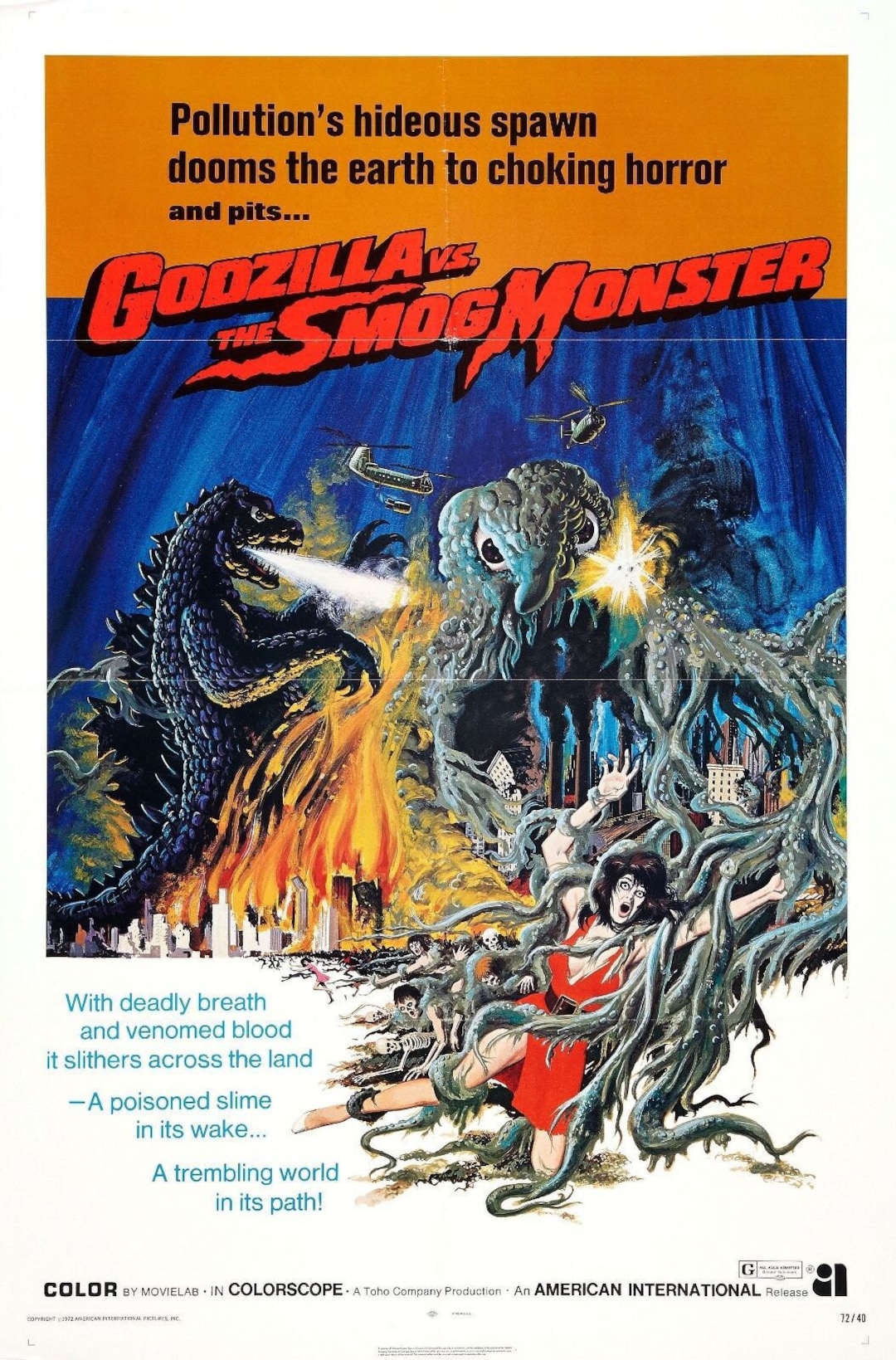 Godzilla Vs. Hedorah Movie POSTER (1971) Cult / Horror Smog Monster - Etsy