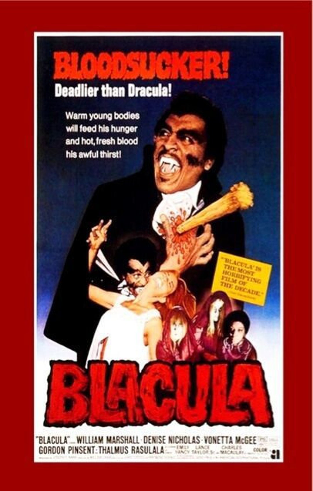 BLACULA Movie Poster Horror Blaxploitation Rare Vampire - Etsy
