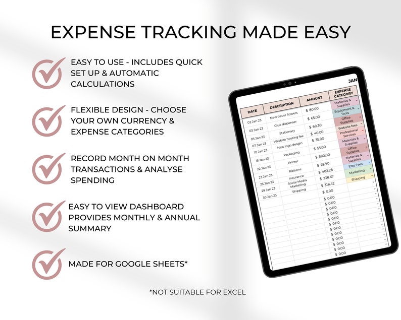 Monthly Expense Tracker Google Sheets Small Business Expense Tracker ...