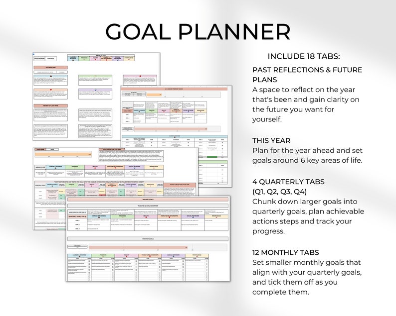 2024 Goal Tracker Bundle Habit Tracker Spreadsheet Daily - Etsy Australia