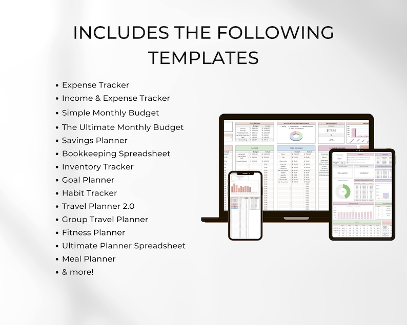 Google Sheets Bundle, Expense Tracker Spreadsheet, Monthly Budget ...