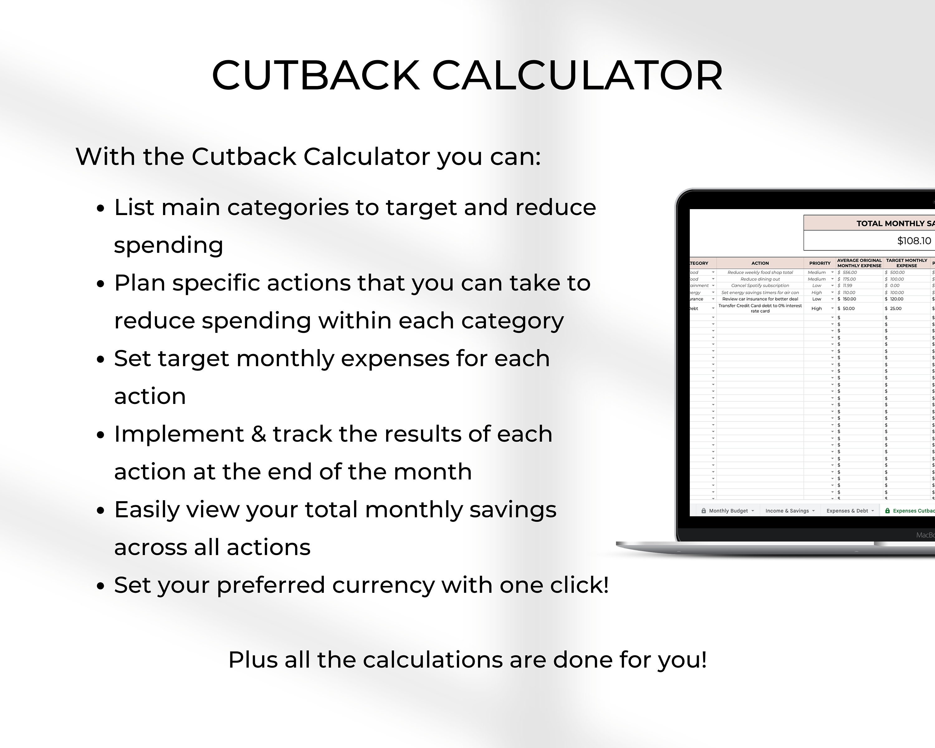 Expense Calculator Expense Tracker Spending Tracker Savings Challenge ...