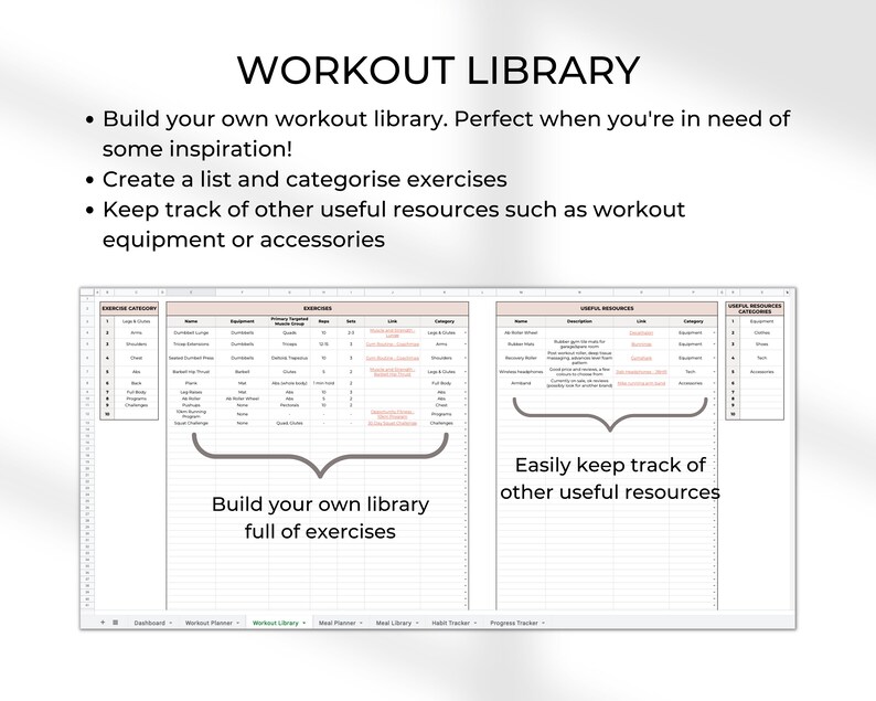 Fitness Planner Spreadsheet: Google Sheets Weight Loss Tracker (digital ...