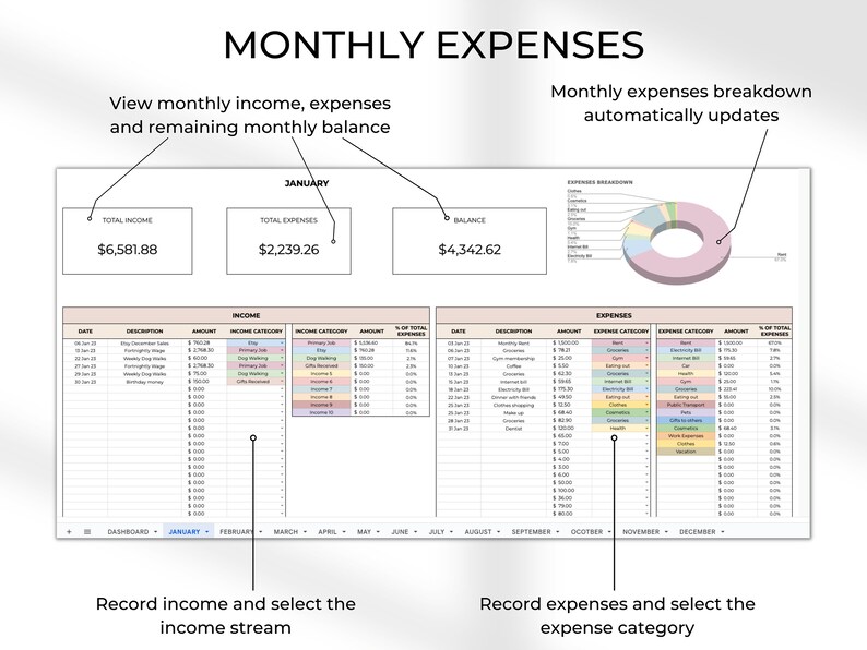 Income and Expense Tracker Spreadsheet Google Sheets Small - Etsy