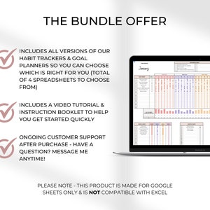 2025 Goal Tracker Bundle, Habit Tracker Spreadsheet, Daily Habit ...