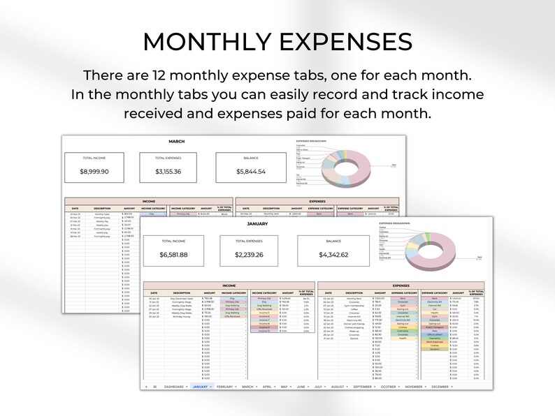 Income and Expense Tracker Spreadsheet Google Sheets Small - Etsy Australia