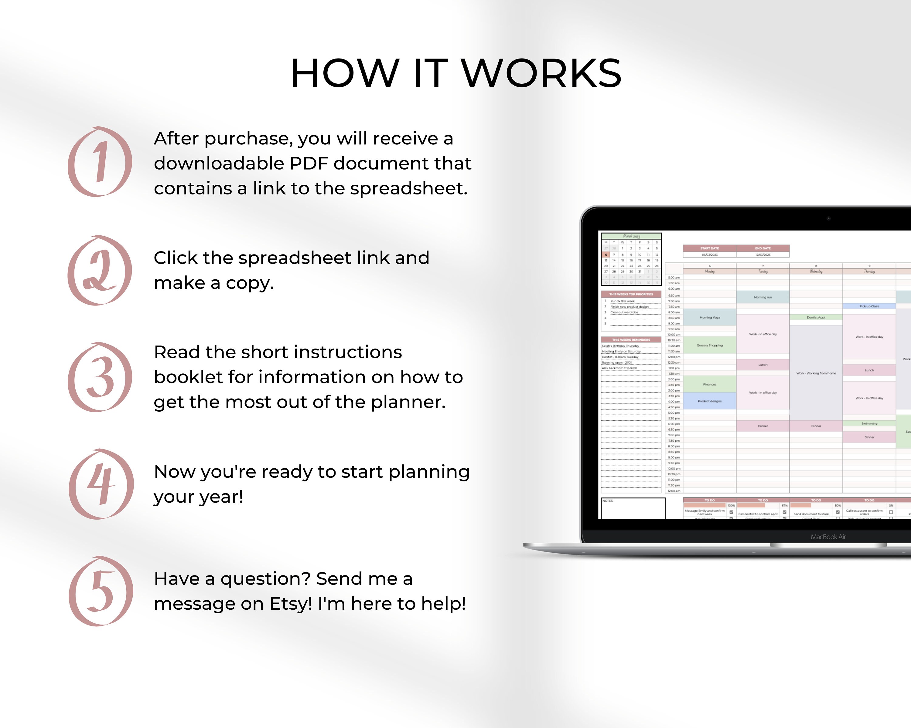 Spreadsheet Planner Google Sheets Digital Planner Spreadsheet - Etsy