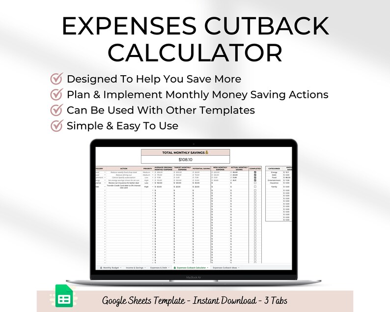 Expense Calculator Expense Tracker Spending Tracker Savings Challenge ...