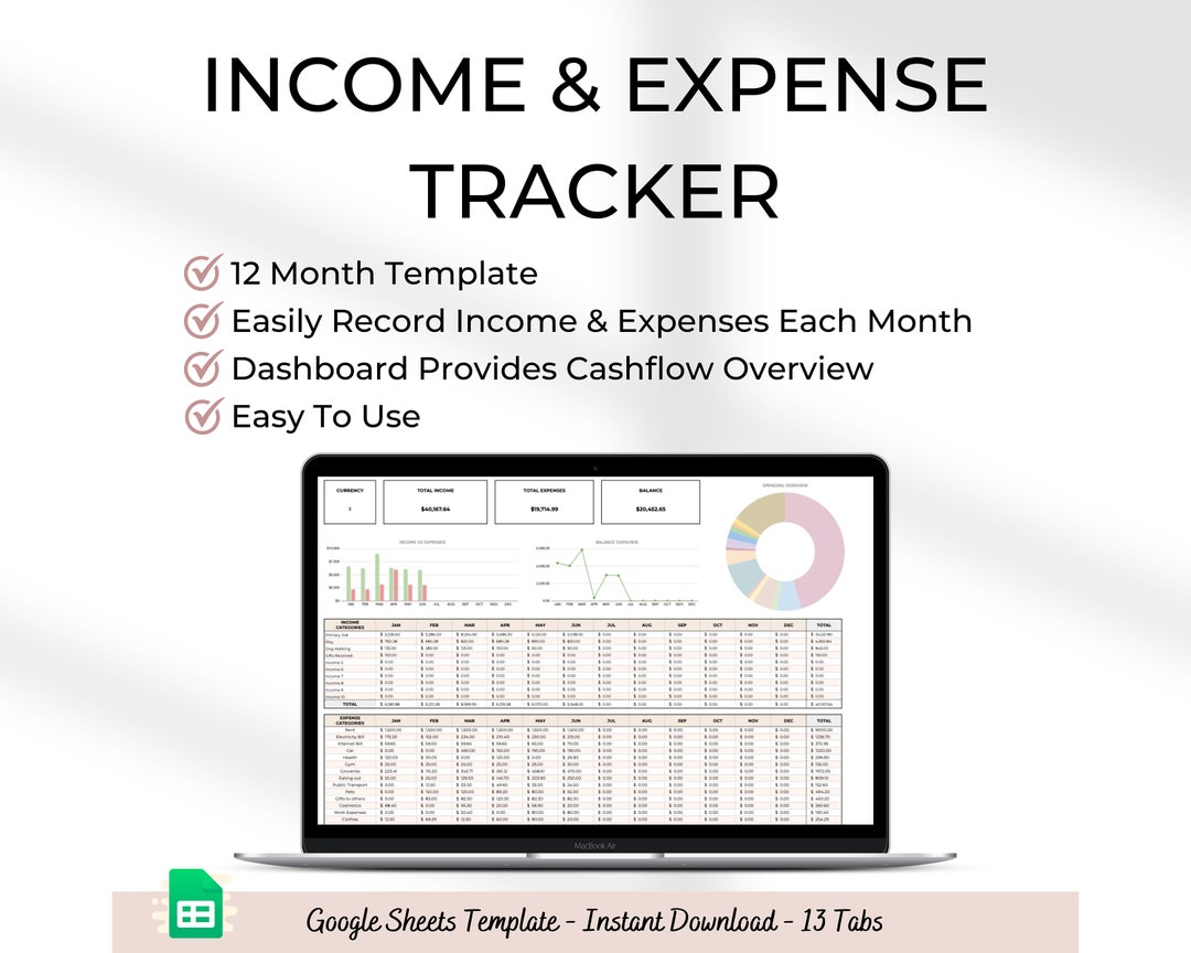 Income and Expense Tracker Spreadsheet Google Sheets Small Business ...