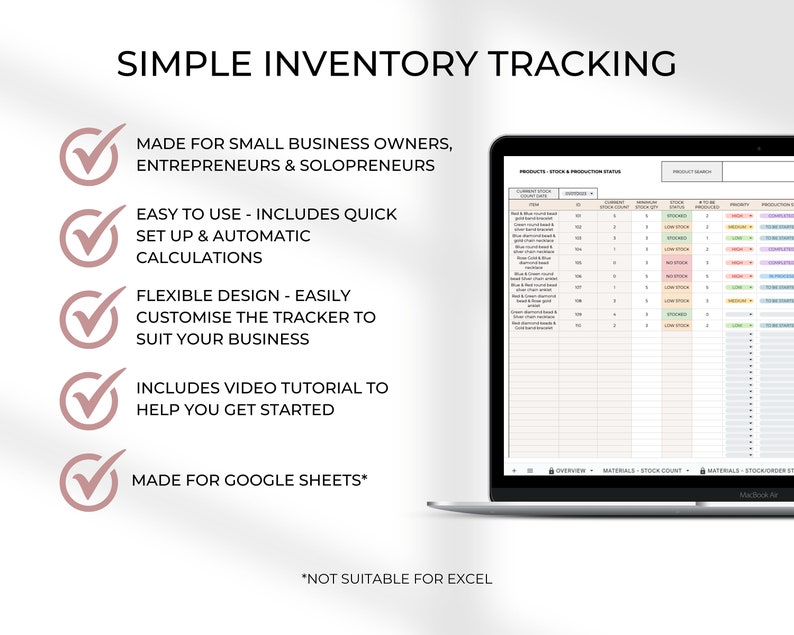 Inventory Tracker Template: Google Sheets, Product Profit Calculator ...