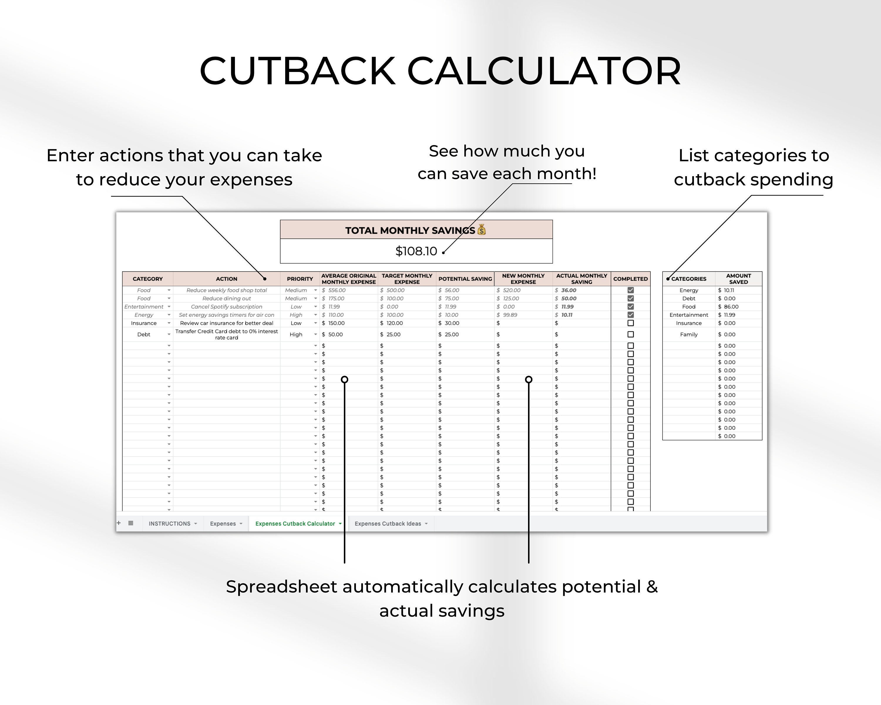 Expense Calculator Expense Tracker Spending Tracker Savings Challenge ...