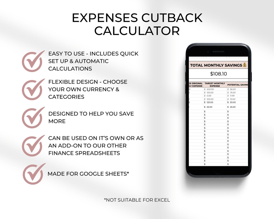 Expense Calculator Expense Tracker Spending Tracker Savings Challenge ...