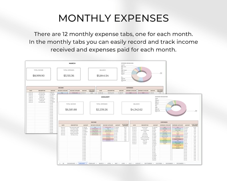 Income and Expense Tracker: Google Sheets Small Business Budget ...