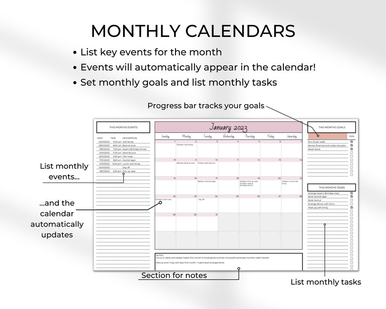 Digital Planner Spreadsheet Google Sheets Annual Planner Monthly ...