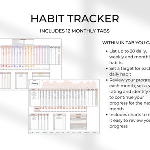 2025 Goal Tracker Bundle, Habit Tracker Spreadsheet, Daily Habit ...