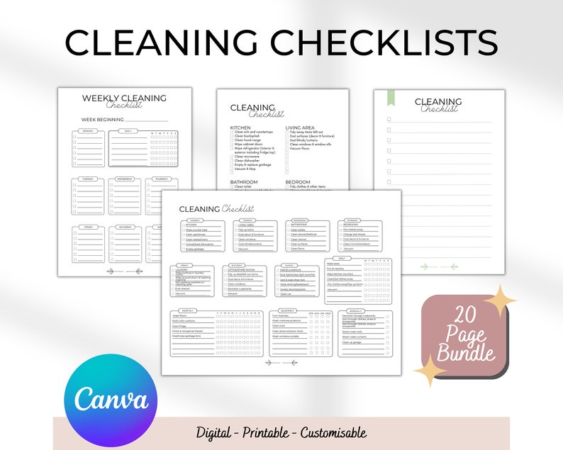 Editable Cleaning Checklist Canva Printable Cleaning Checklist ...