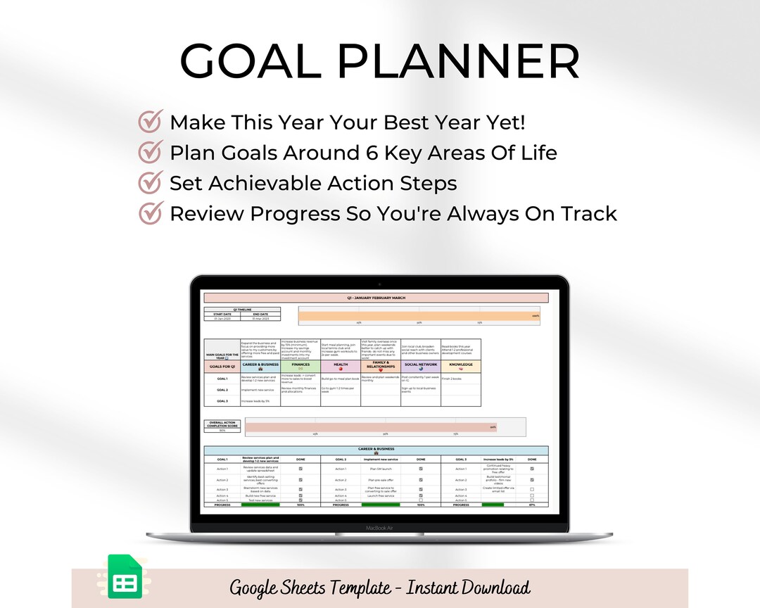 2025 Goal Planner: Google Sheets Goal Tracker (digital Download) - Etsy