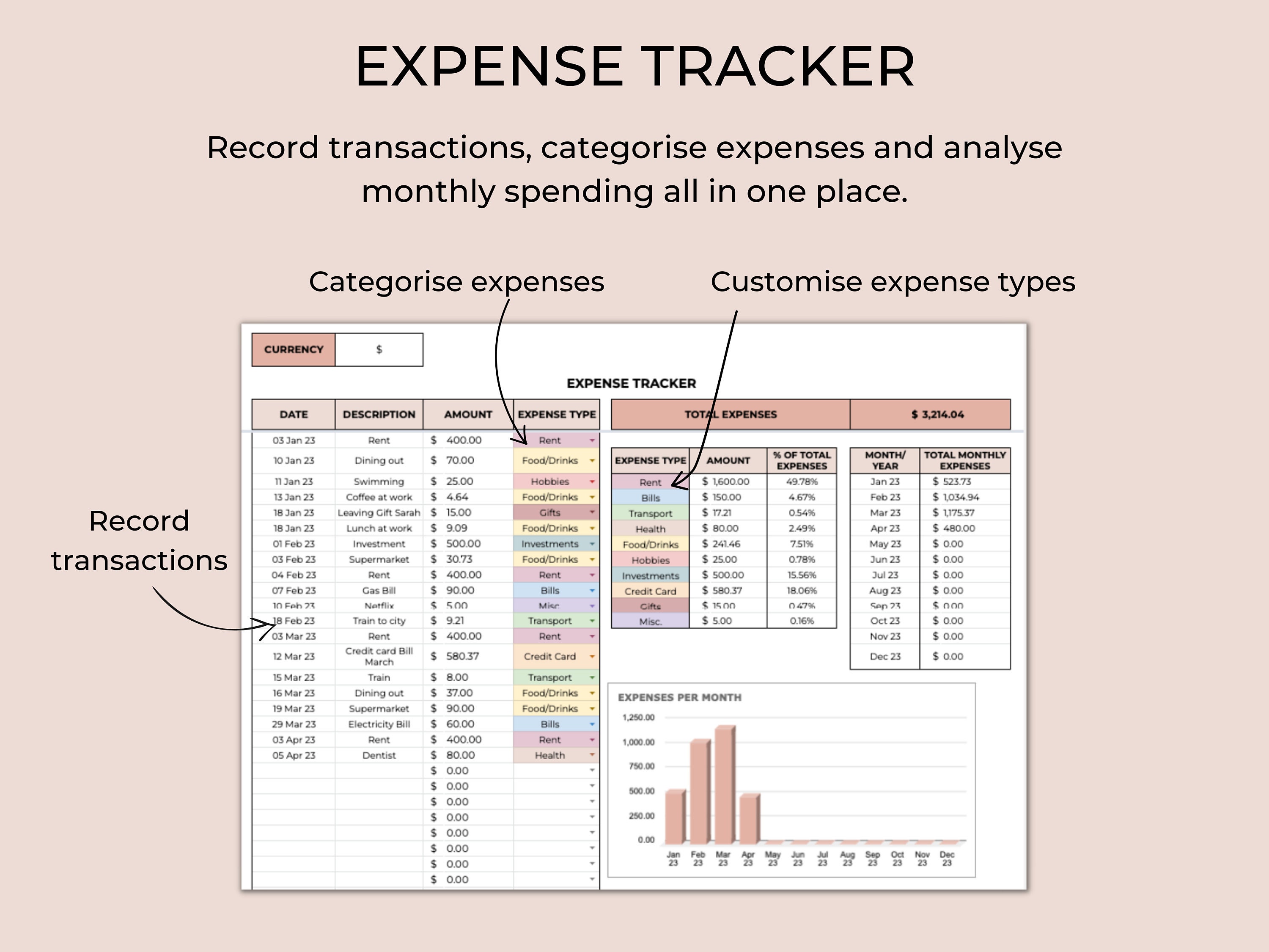 Expense Tracker Spreadsheet Google Sheets Expense Tracker - Etsy Australia