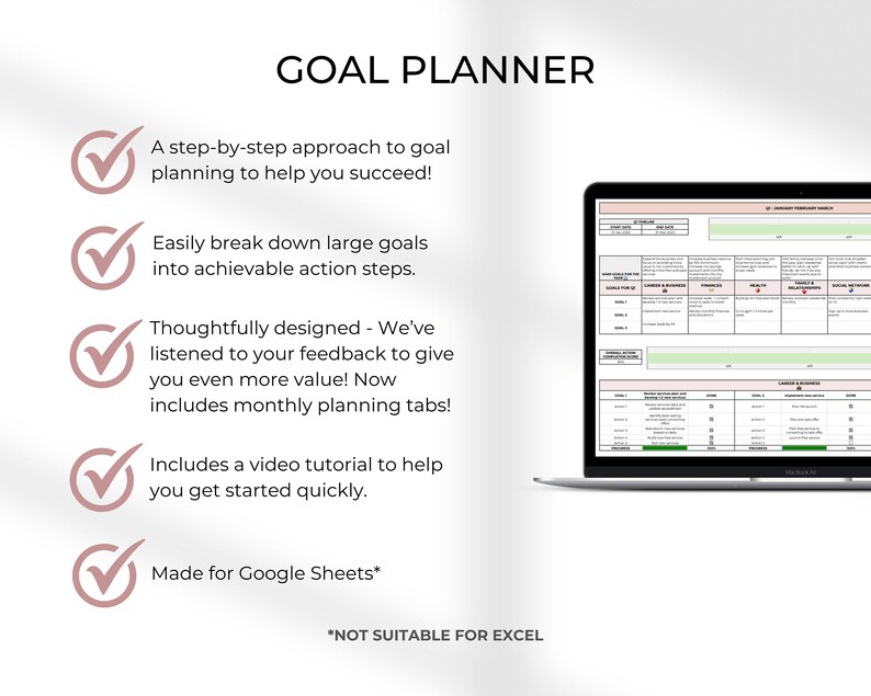 Goal Tracker 2025 Goal Planner Google Sheets Business Goal Tracker ...